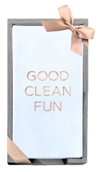 Good Clean Fun Smoked Oak Tray with Guest Towels – LinedDesign